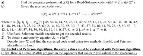 find the generator polynomial g x for a reed solomon