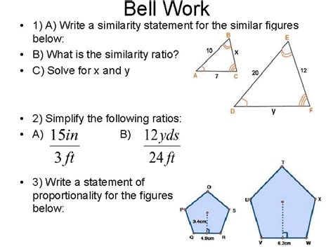 Bell Work 1 A Write A Similarity Statement Bell Work 1 A Write A Similarity Statement