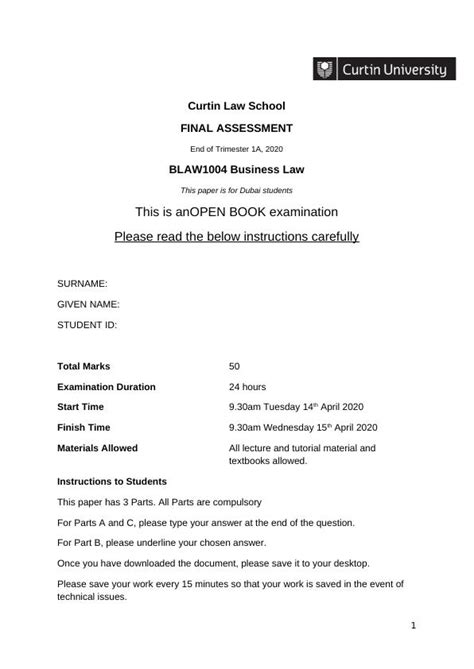 Curtin Law Babe Assignment Report
