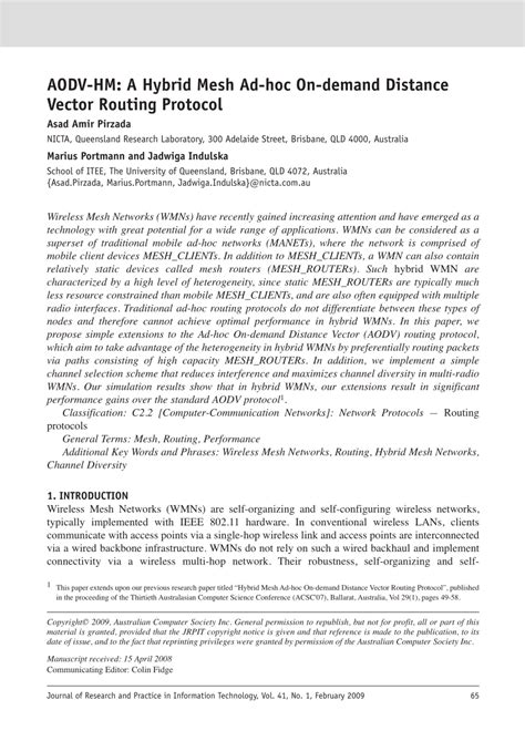 Pdf Aodv Hm A Hybrid Mesh Ad Hoc On Demand Distance Vector Routing Protocol