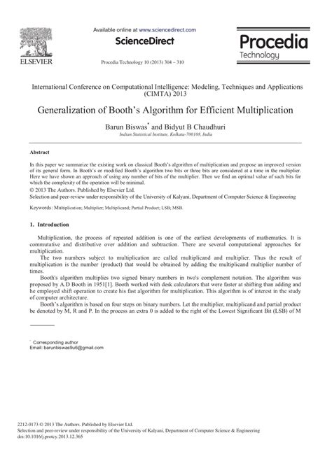 pdf generalization of booth s algorithm for efficient multiplication