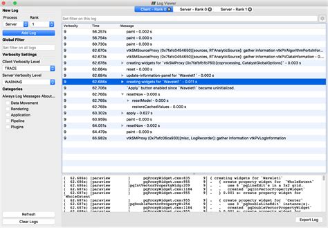 Paraviews Advanced Logging User Interface