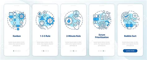Prioritization Tools Blue Onboarding Mobile App Screen Stock Vector