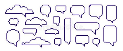 Set Of Pixel Speech Bubbles Text Frames Of Different Shapes Dialog