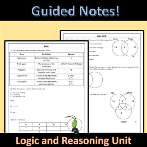Logic Geometry Guided Notes For Logic And Reasoning Unit Tpt