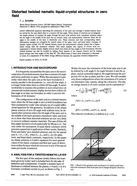 Pdf Distorted Twisted Nematic Liquid‐crystal Structures In Zero Field