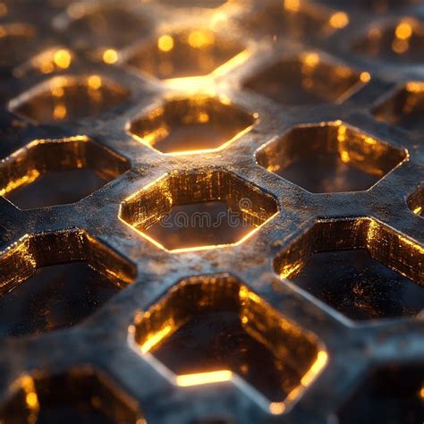 Close Up View Of Metallic Honeycomb Pattern Stock Image Image Of