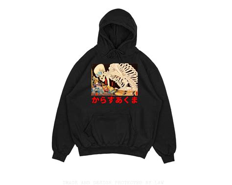 Japan Skeleton Streetwear Hoodie Japanese Demon Yokai Oni Masked Y2k 9
