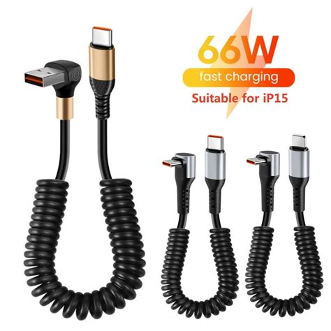Cáp Lò Xo Loại C 90 độ 6a Cáp Usb Type C Sạc Nhanh Cho Xiaomi Samsung
