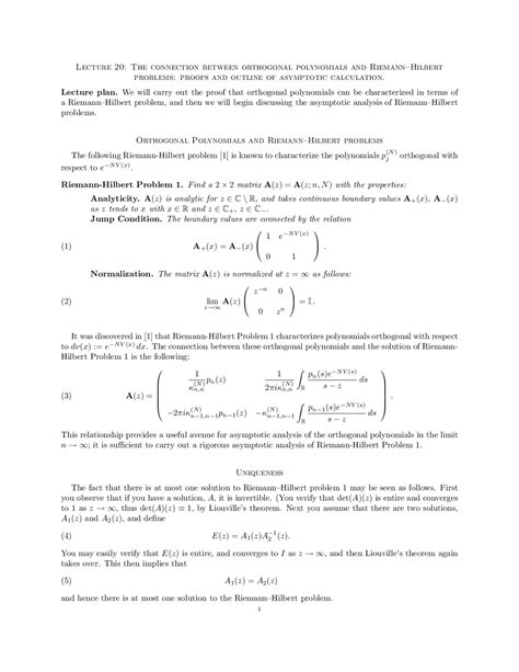 Notes On The Connection Between Orthogonal Polynomials And Riemann