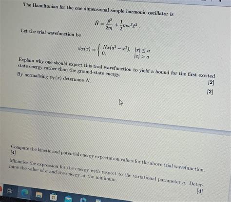 Solved The Hamiltonian For The One Dimensional Simple Chegg