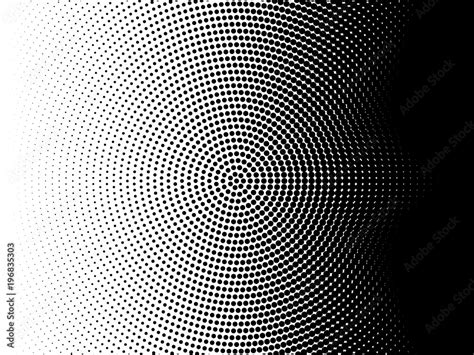 Radial Halftone Pattern Texture Vector Black And White Radial Dot Gradient Background For Retro