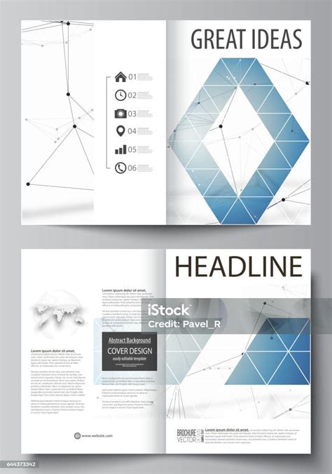 Bi 배 브로셔 잡지 전단지에 대 한 비즈니스 템플릿 표지 디자인 서식 파일 A4 크기의 벡터 레이아웃입니다 기하학적 파란색