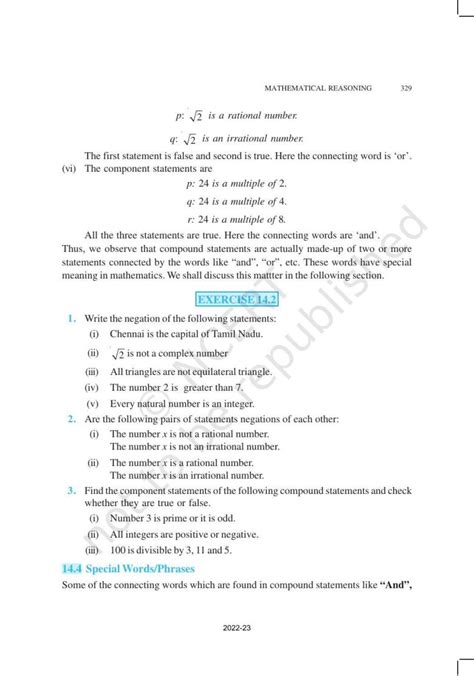 Ncert Book For Class 11 Maths Chapter 14 Mathematical