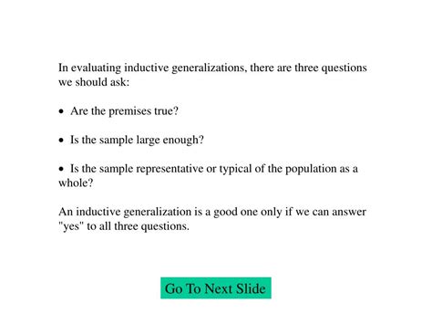 Ppt Evaluating Inductive Generalizations Powerpoint Presentation
