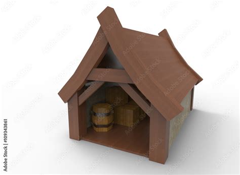 3d Illustration Of Simple Building Low Poly Triangles And Polygons