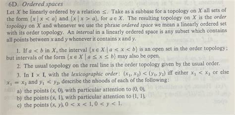 Solved Topology6d Ordered Spaces Let X Be Linearly Ordered