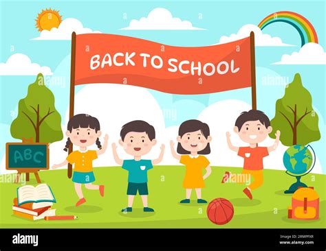 Back To School Vector Illustration With Schools Elements And Learning