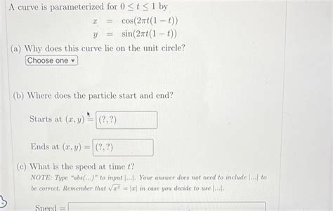 solved a curve is parameterized for 0≤t≤1 by