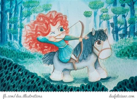 Chibi Merida Of Disney Pixars Brave Watercolor On Paper In 2025