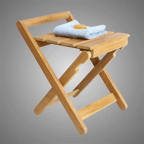 Magnus Home Products Kofa Teak Shower Stool Folding Shower Stool