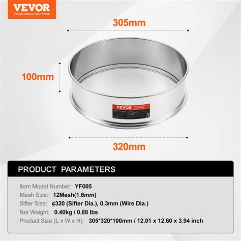 Vevor Flour Sieve Fine Mesh 12 Mesh Flour Sifter 304 Stainless Steel