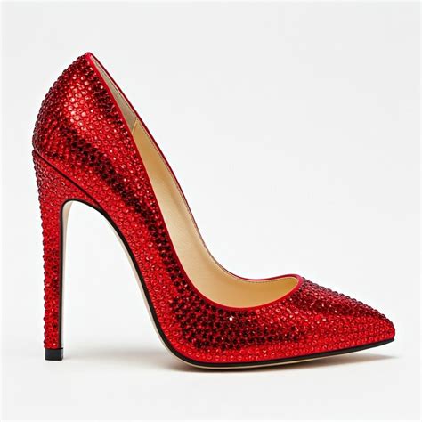 Red High Heel Encrusted With Radiant Sequins
