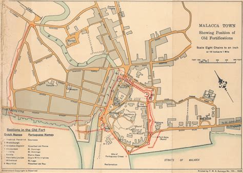 Malacca Town Showing Position Of Old Fortifications Geographicus