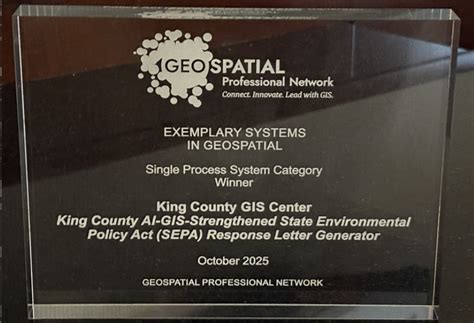 King County Wins 2025 Geospatial Professional Network Award For