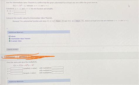 solved use the intermediate value theorem to confirm that