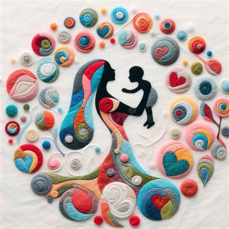 Felt Art Patchwork Mother S Day Concept Generative Ai Stock