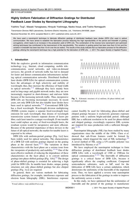 Pdf Highly Uniform Fabrication Of Diffraction Gratings For
