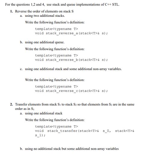 Solved For The Questions 12 And 4 Use Stack And Queue