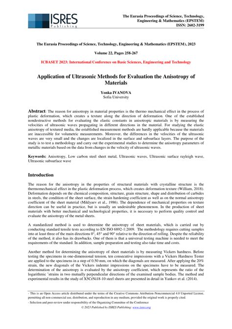 Pdf Application Of Ultrasonic Methods For Evaluation The Anisotropy