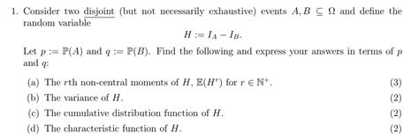 Solved Consider Two Disjoint But Not Necessarily