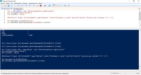 Ejercicios de PowerShell ejecutar un evento haciendo click sobre un botón creando un objeto