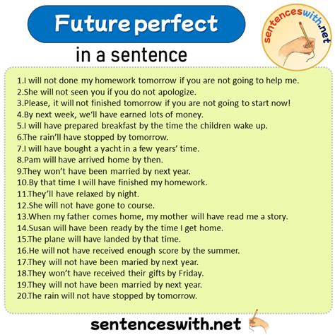 Future Perfect In A Sentence Sentences Of Future Perfect In English Sentenceswith Net
