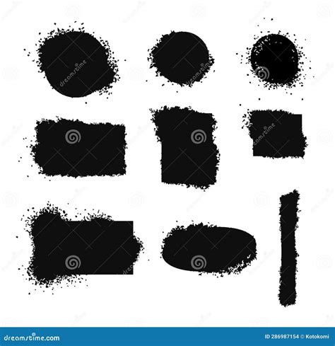 Black Ink Spray Rectangle And Circle Frames Urban Splatter Texture For Banners Logo And