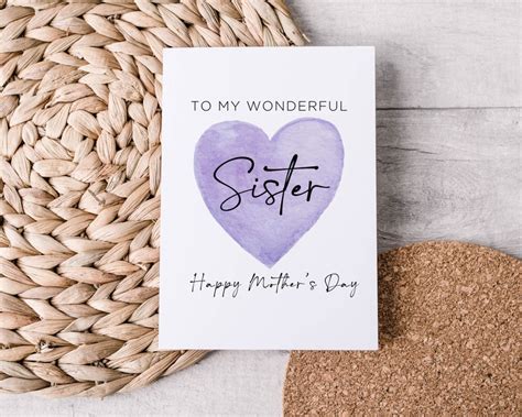 Sister Happy Mothers Day Card Sister Mothers Day T Etsy
