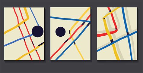벡터 세트 균형 잡힌 형태와 기본 색상으로 추상 모양 볼륨추상 모더니즘 그림 바우하우스와 칸딘스키 의 분위기 인쇄 및 포스터용 0명에 대한 스톡 벡터 아트 및 기타 이미지