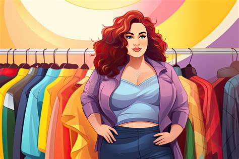 Beautiful Proud Curvy Woman In Colorful Clothes Ai Generated Stock