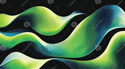 Abstract Waves In Vibrant Colors Create A Dynamic Visual Flow Against A Dark Background Stock