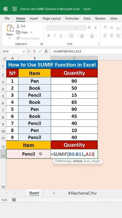 sumif formula in excel advanced excel tutorial excel exceltips
