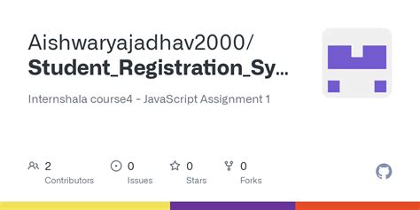 GitHub Aishwaryajadhav Student Registration System Internshala Course JavaScript