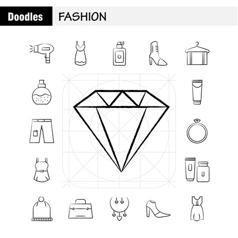 Fashion Hand Drawn Icons Set For Infographics Mobile Uxui Kit And Print Design Include Cap Hat