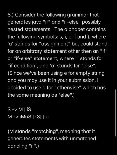 Solved 8 Consider The Following Grammar That Generates