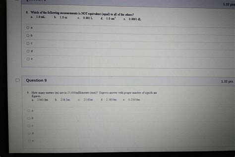 solved 8 which of the following measurements is not