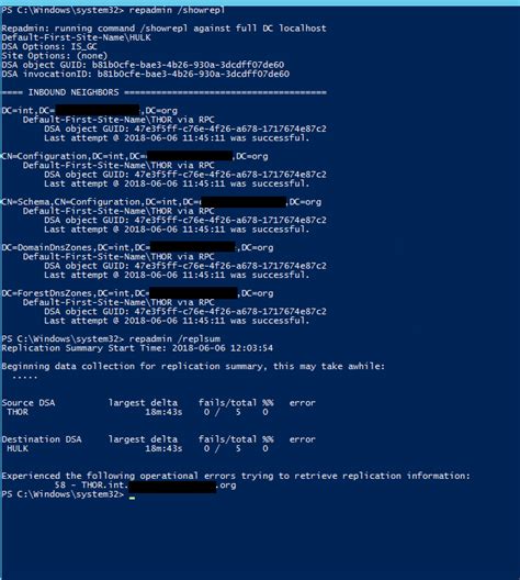 ad replication failing r sysadmin