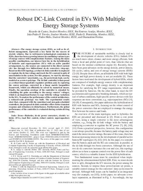 Pdf Robust Dc Link Control In Evs With Multiple Energy Storage Systems