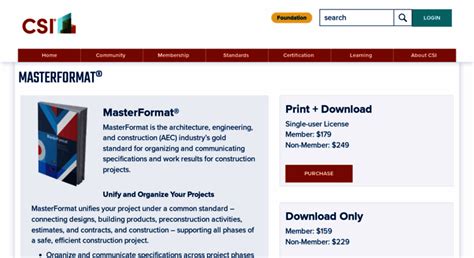 Access Masterformat® Construction Specifications Institute